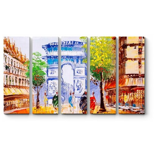 Модульная картина На улочках Парижа 90x54
