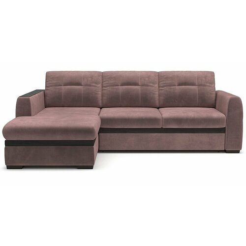 Угловой диван-кровать PUSHE раскладной Айдер, левый угол, велюр, розовый Nebby 633