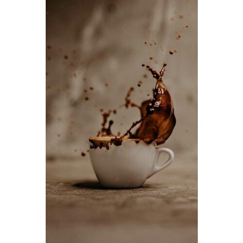Картина на холсте 60x110 LinxOne "Кофе, чашка, брызги, напиток" интерьерная для дома / на стену / на кухню / с подрамником