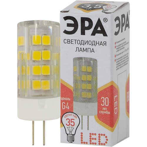 Лампочка светодиодная ЭРА STD LED JC-3,5W-220V-CER-827-G G4 3,5Вт керамика капсула теплый белый свет