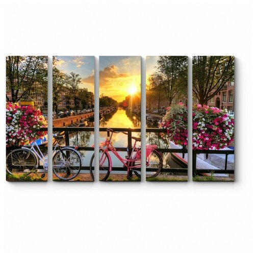 Модульная картина Прекрасный закат в Амстердаме 150x90