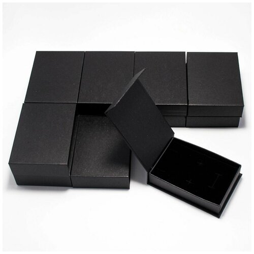 Коробочка для ювелирных украшений 11 х 8 х 2.8, картонная, черная, 6 шт