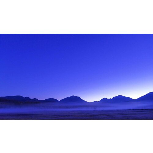 Картина на холсте 60x110 LinxOne "Небо вечер горы туман поле" интерьерная для дома / на стену / на кухню / с подрамником