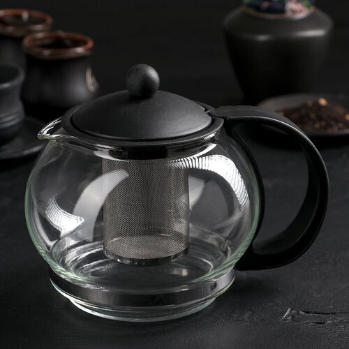 Чайник стеклянный заварочный «Вдохновение», 1,25 л, с металлическим ситом