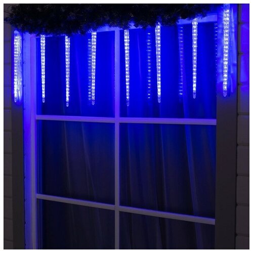 Гирлянда «Сосульки рифленые» 2.5 × 0.5 м, IP65, прозрачная нить, 288 LED, свечение синее с эффектом стекания, 12 В