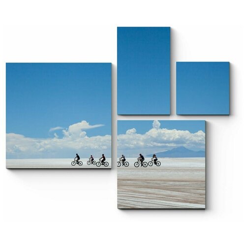 Модульная картина Велосипедисты на небесном фоне172x143