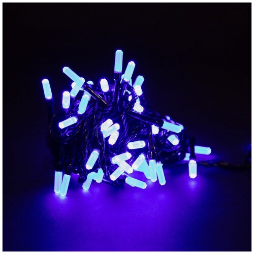 Новогодняя гирлянда светодиодная линейная, 140 LED, синяя, тёмный провод, вытянутые диоды, 6 м
