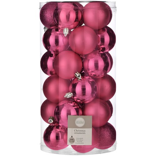 Набор елочных шаров House of seasons 85750, ярко-розовый, 6 см, 30 шт.