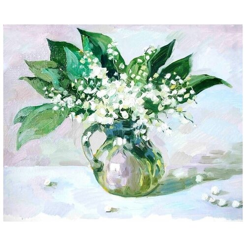 Постер на холсте Цветы в вазе (Flowers in a vase) №89 61см. x 50см.