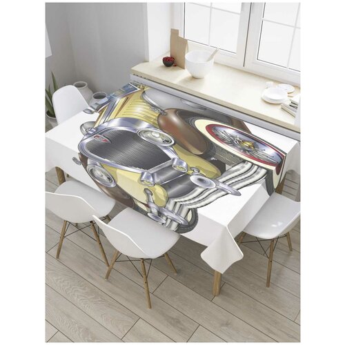 Скатерть прямоугольная JoyArty на кухонный стол "Винтажный кабриолет" из оксфорда, 120x145 см