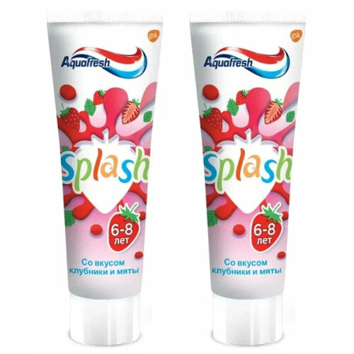 Детская зубная паста Aquafresh Splash, Клубника и мята, 6-8 лет, 50 мл, 2 шт