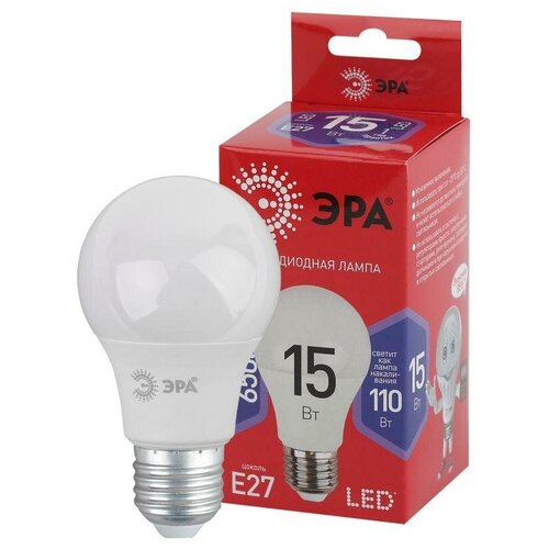 Лампа светодиодная ECO LED A60-15W-865-E27 R (диод груша 15Вт холодн E27) (10/100/1500) ЭРА Б0046357 (8шт. в упак.)