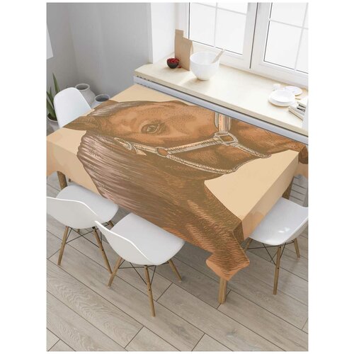 Скатерть прямоугольная JoyArty на кухонный стол "Портрет лошади" из оксфорда, 120x145 см