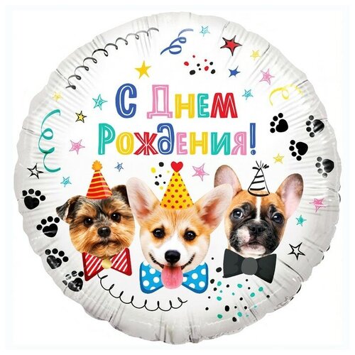 FALALI Шар фольгированный 18" «С днём рождения! Собачки», круг, в упаковке
