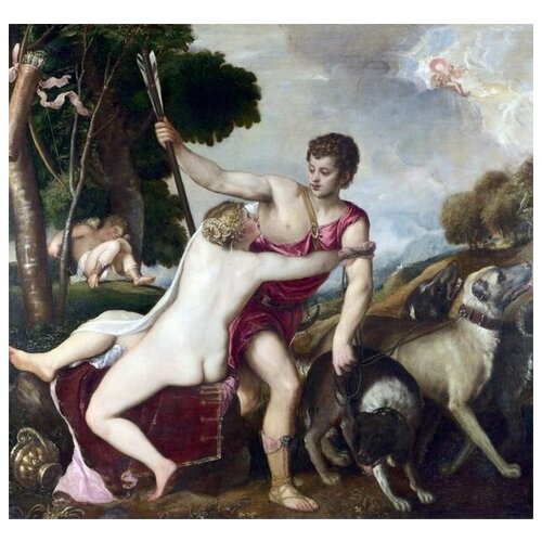 Постер на холсте Венера и Адонис (Venus and Adonis) №2 42см. x 40см.