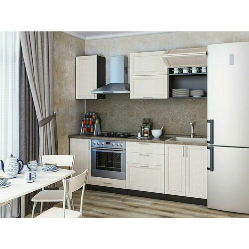 Готовый кухонный гарнитур без столешницы кухня Сканди-01 2140*2200*600 Cappuccino Softwood