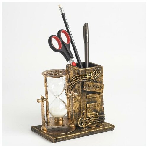 Песочные часы - Ноты, сувенирные, с карандашницей, 14.5 х 8 х 13 см, 1 шт.
