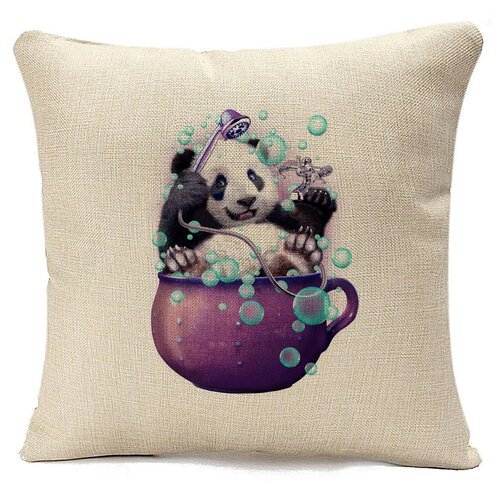 Подушка CoolPodarok Панда в кружке с душем пузыри