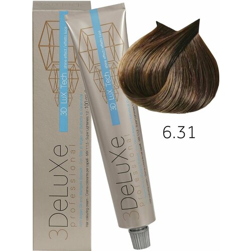 3Deluxe крем-краска для волос 3D Lux Tech, 6.31 темный блондин золотисто-пепельный, 100 мл