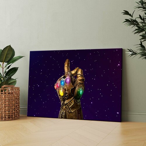 Картина на холсте (Мстители война бесконечности - перчатка Таноса и щелчок) 40x60 см. Интерьерная, на стену.