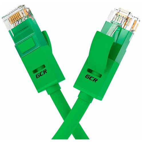 Патч-корд UTP cat.5e 1 Гбит/с RJ45 LAN CCA компьютерный кабель для интернета контакты 24K GOLD (GCR-LNC500), Зеленый, 30.0м