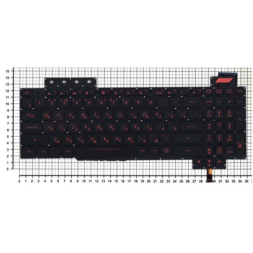 Клавиатура для ноутбука Asus FX63VM, FX63VD, FZ63VM черная с красными символами и подсветкой