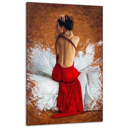 Картина на стену, для интерьера "Девушка в красном" 50x70 см