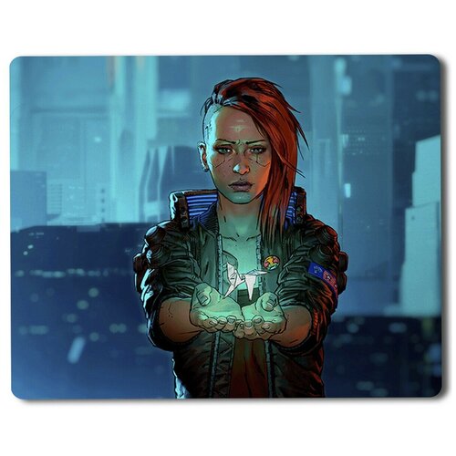 Геймерский коврик Cyberpunk киберпанк, персонаж, девушка, город, будущее, игра, 2077 -6