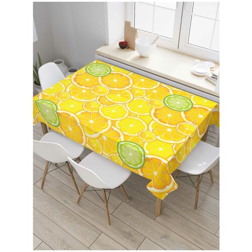 Скатерть прямоугольная JoyArty на кухонный стол "Апельсиновое пространство" из оксфорда, 120x145 см