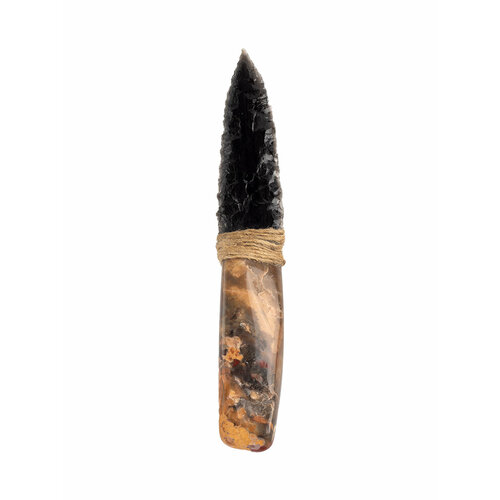 Сувенирный нож Атам из Яшмы и Обсидиана 17 см, коричневый