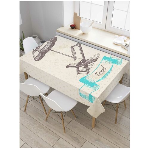 Скатерть прямоугольная JoyArty на кухонный стол "Путешествие за солнцем" из оксфорда, 120x145 см