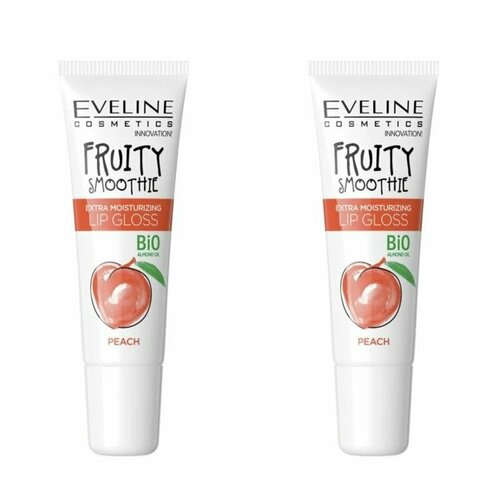 Eveline Cosmetics Экстраувлажняющий блеск для губ FRUITY SMOOTHIE PEACH, 12 мл, 2 шт