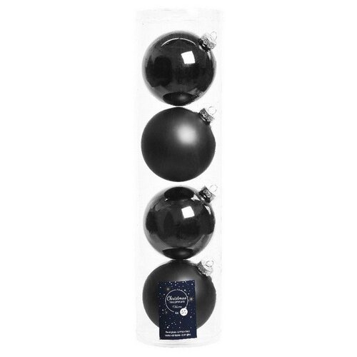 Kaemingk Набор стеклянных шаров 10 см черный mix, 4 шт ID56114
