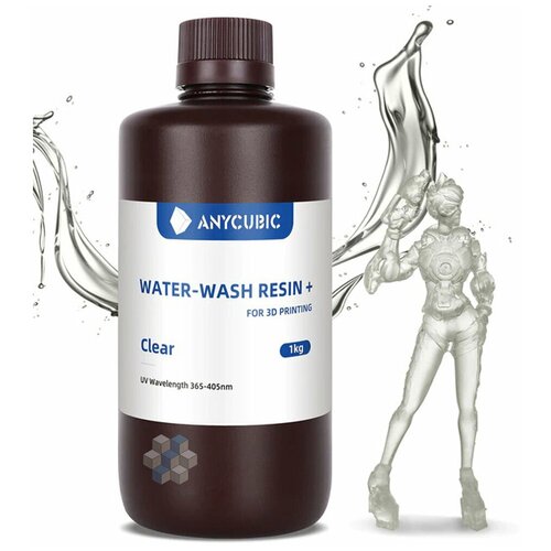 Фотополимерная смола для 3d принтера Anycubic Water Wash UV Resin 365-405 nm 1 л. Прозрачный