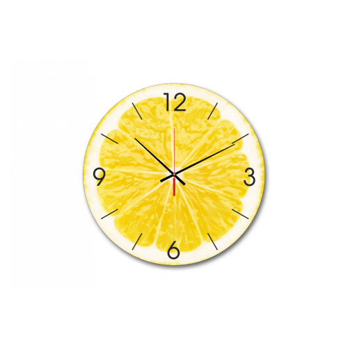 Часы настенные на стекле | Diva Kartina | Еда. Лимон | 60X60 см | Немецкий механизм