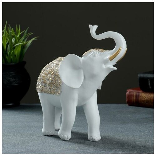 Хорошие сувениры Фигура "Слон" белый/золото, 19х7х20см