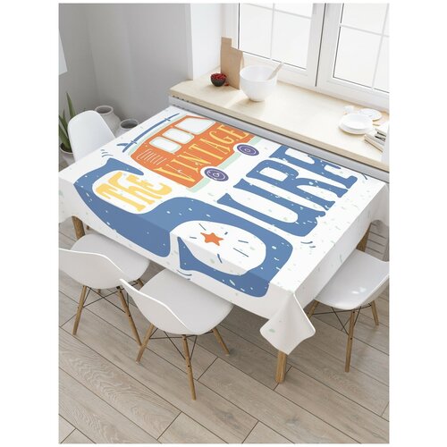 Скатерть прямоугольная JoyArty на кухонный стол "Винтажный серф" из оксфорда, 120x145 см