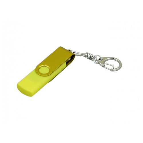 Поворотная флешка OTG с металлическим клипом в цвет корпуса (64 Гб / GB USB 2.0/microUSB Желтый/Yellow OTG031 Недорогая для андроида оптом)