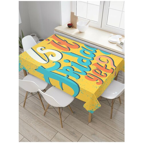 Скатерть прямоугольная JoyArty на кухонный стол "Сейчас пятница?" из оксфорда, 120x145 см