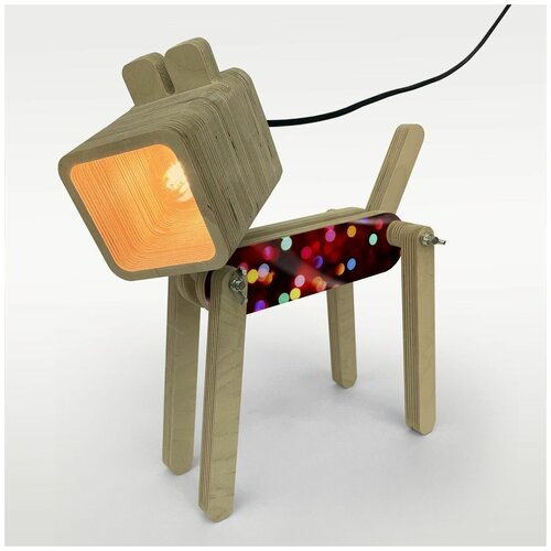 Настольная лампа светильник Собака праздник Новый год, рождество, огни, надпись, желтый - 695