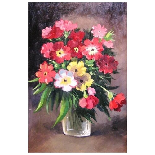 Репродукция на холсте Цветы в вазе (Flowers in a vase) №64 Журавлев Николай 30см. x 46см.