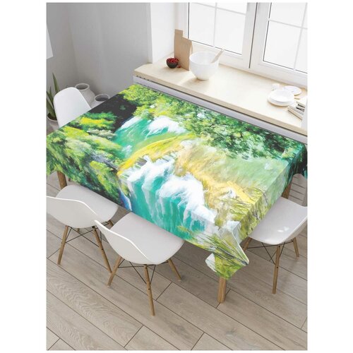 Скатерть прямоугольная JoyArty на кухонный стол "Речные пороги" из оксфорда, 180x145 см