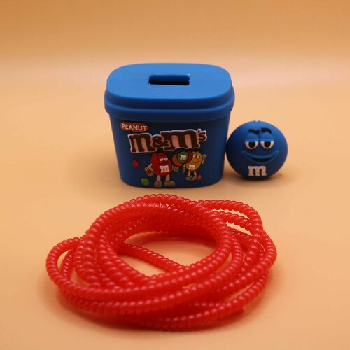 Комплект с обмоткой-спиралью для кабеля и защитный чехол для зарядки и защита кабеля от излома - ММС M&Ms синяя (красная)