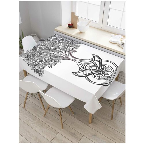 Скатерть прямоугольная JoyArty на кухонный стол "Древесный символ" из оксфорда, 120x145 см