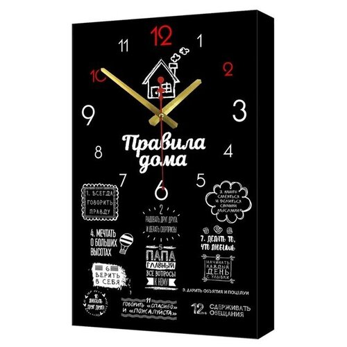 Часы настенные кварцевые TimeBox Правила дома, черный