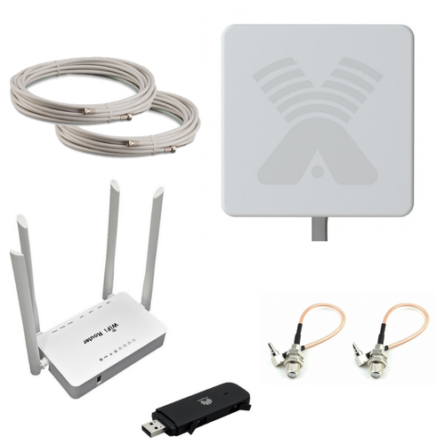 Комплект усиления сигнала интернет 3G / 4G LTE для дачи с антенной AGATA-F MIMO 17 дБ