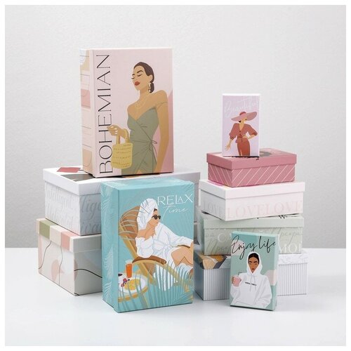 Дарите Счастье Набор подарочных коробок 10 в 1 «GIRL», 12 × 7 × 4 - 32.5 × 20 × 12.5 см