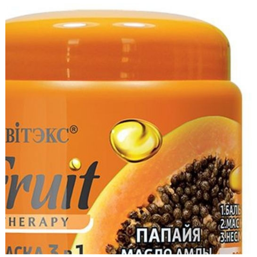 Витэкс Fruit Therapy Маска 3 в 1 восстанавливающая для сухих и поврежденных волос Папайя, масло амлы, 450 г, 450 мл, банка