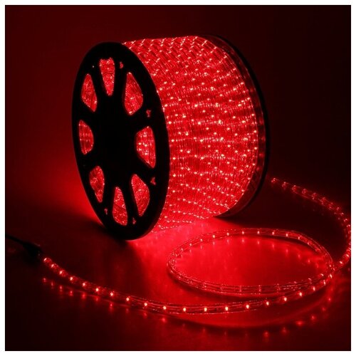 LED шнур 13 мм, круглый, 100 м, фиксинг, 2W-LED/м-36-220V. в компл. набор д/подкл, красный