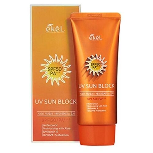 EKEL UV Sun Block SPF 50/PA+++ Солнцезащитный крем с экстрактом алоэ